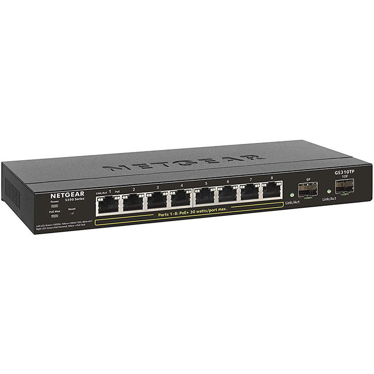Switch NetGear GS310TP-100EUS S350 Smart 8-Port PoE+ 2 x SFP Gigabit ...