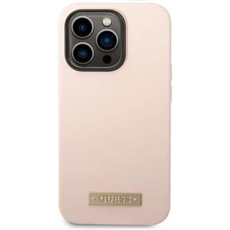 Husa TPU Guess Silicone Metal Logo Magsafe Roz pentru Apple iPhone 14 ...