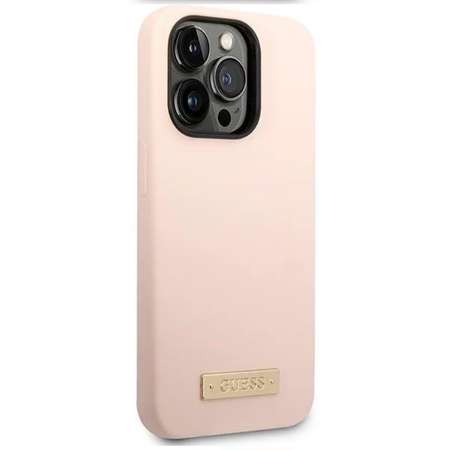 Husa TPU Guess Silicone Metal Logo Magsafe Roz pentru Apple iPhone 14 ...