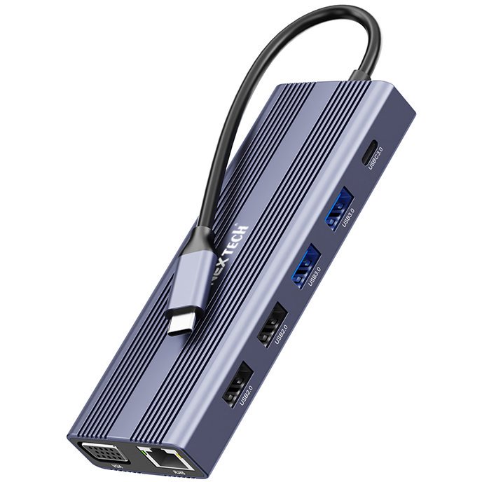Hub USB 12 in 1 NEX TECH® USB-C 4K HDMI, 1000Mbps, USB 3.0, SD, USB 2.0 ...