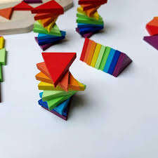 Joc Puzzle Din Lemn MicoStore Octagon Curcubeu Mozaic 72 Piese ...