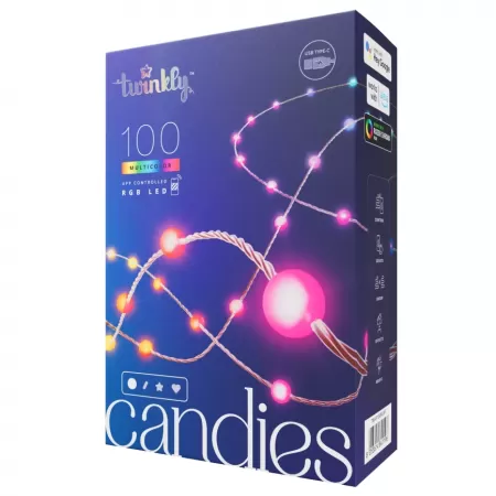 Instalatie Luminoasa de Craciun twinkly Candies TWKP100RGB-T Dimabila ...
