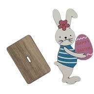 Figurina Din Lemn Cu Suport MicoStore Iepuras De Paste Cu Ou 15 cm Happy Easter Paste Fericit ...