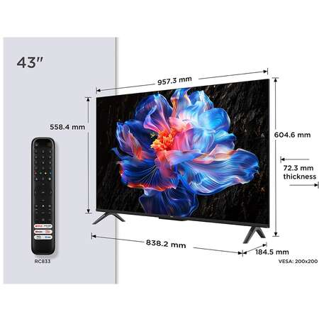 Televizor TCL 43P69K 109.2Cm 43Inch 4K Ultra HD Smart Wi-Fi Negru ...